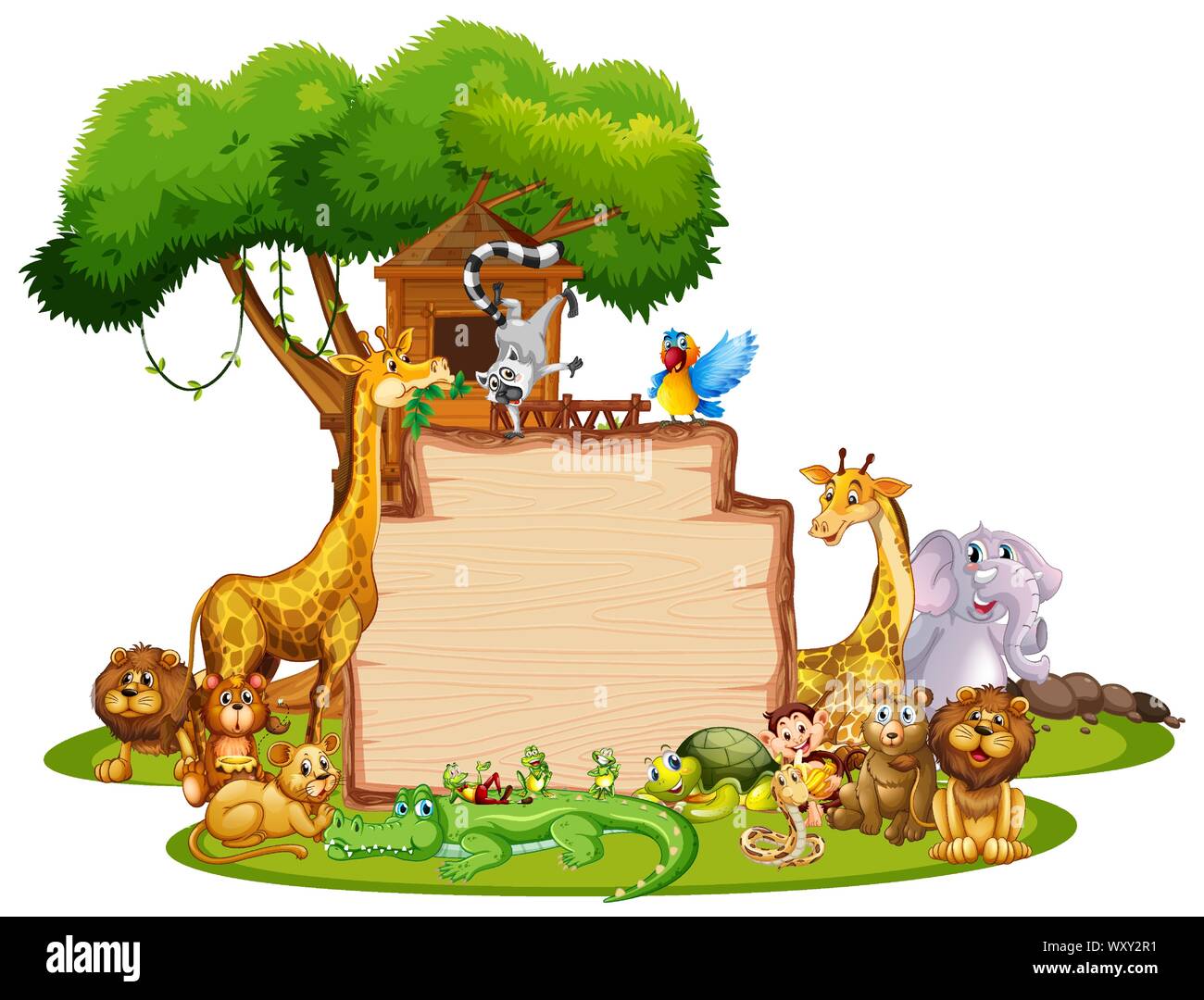 Border template design with cute animals illustration Stock Vector ...