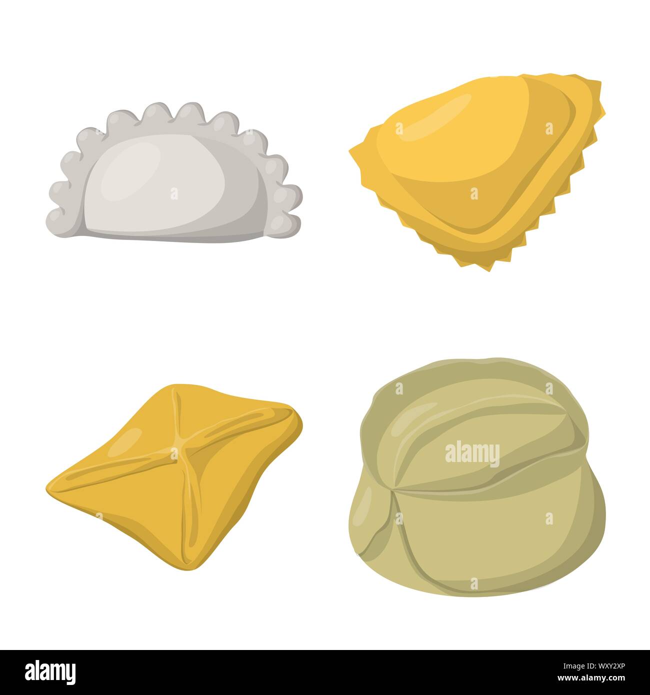 Vector design of dumplings and food logo. Set of dumplings and stuffed ...
