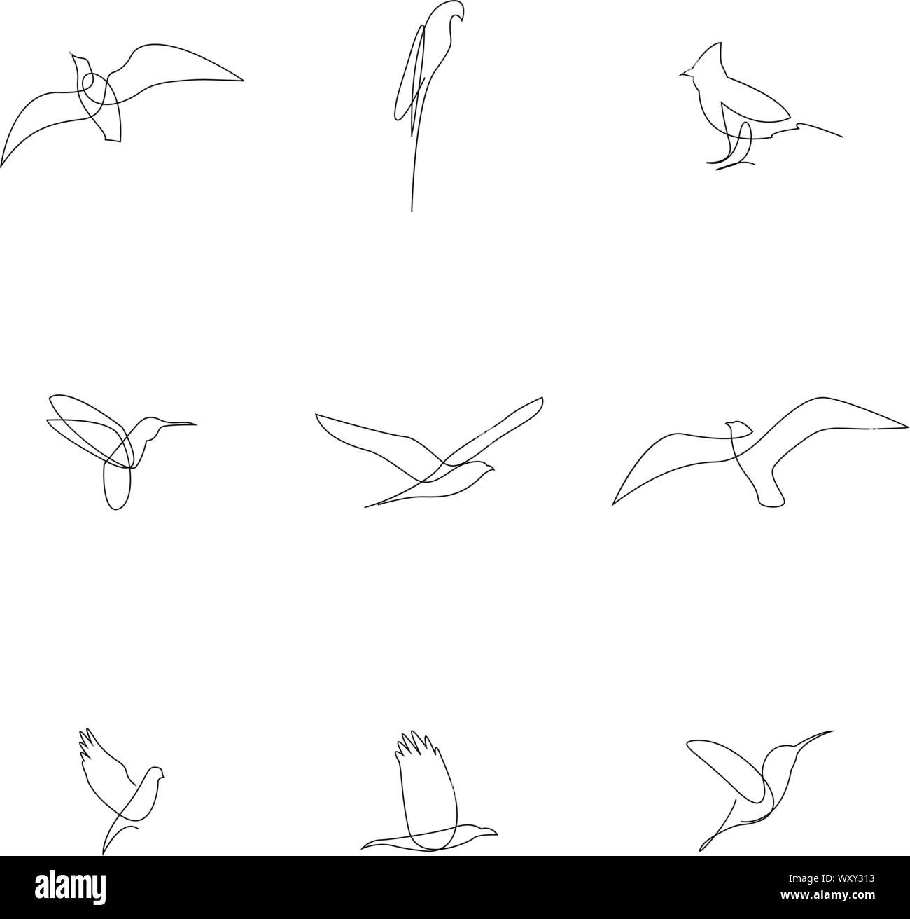 Bird line drawing hi-res stock photography and images - Alamy