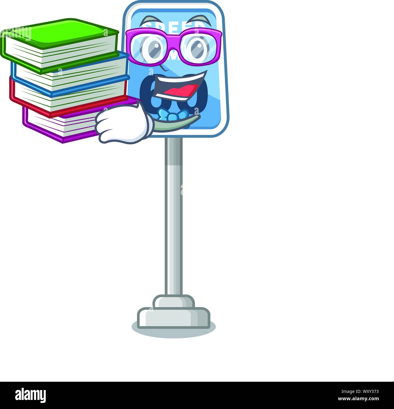 Student with book speed limit cartoon toys on table Stock Vector Image ...