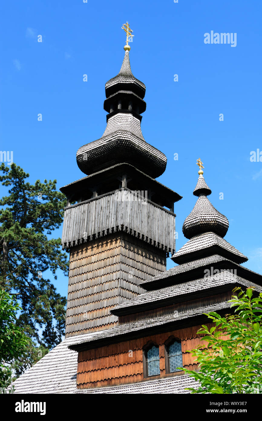 Uzhhorod, Ungwar: wooden St. Michael's Church, from the Shelestove ...