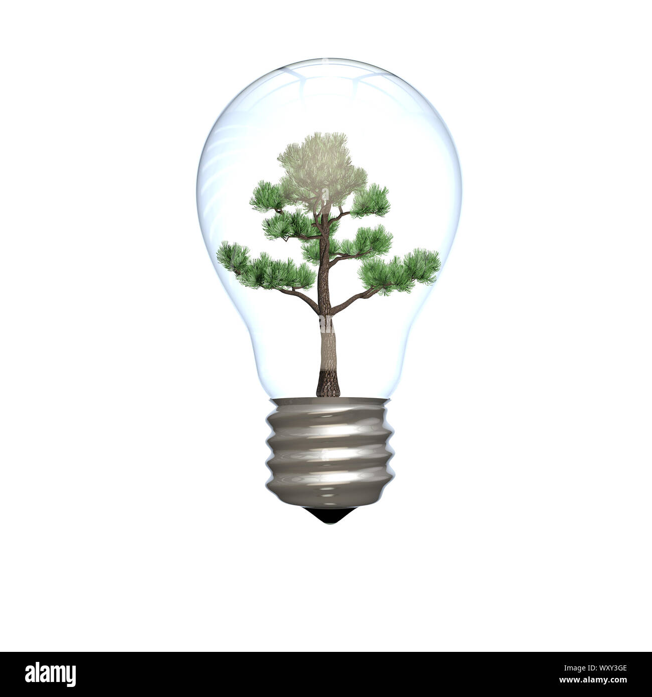 A lightbulb with a grown tree inside. Conceptual 3D illustration Stock ...