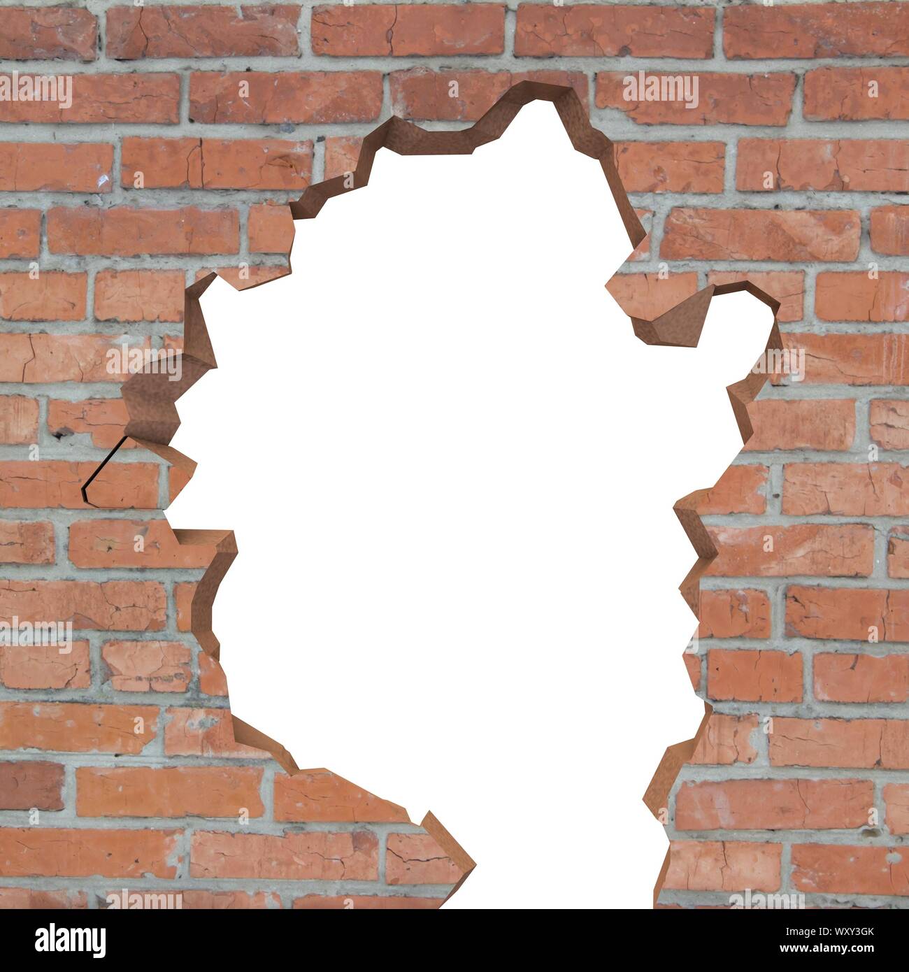 3d Brick Wall With Hole