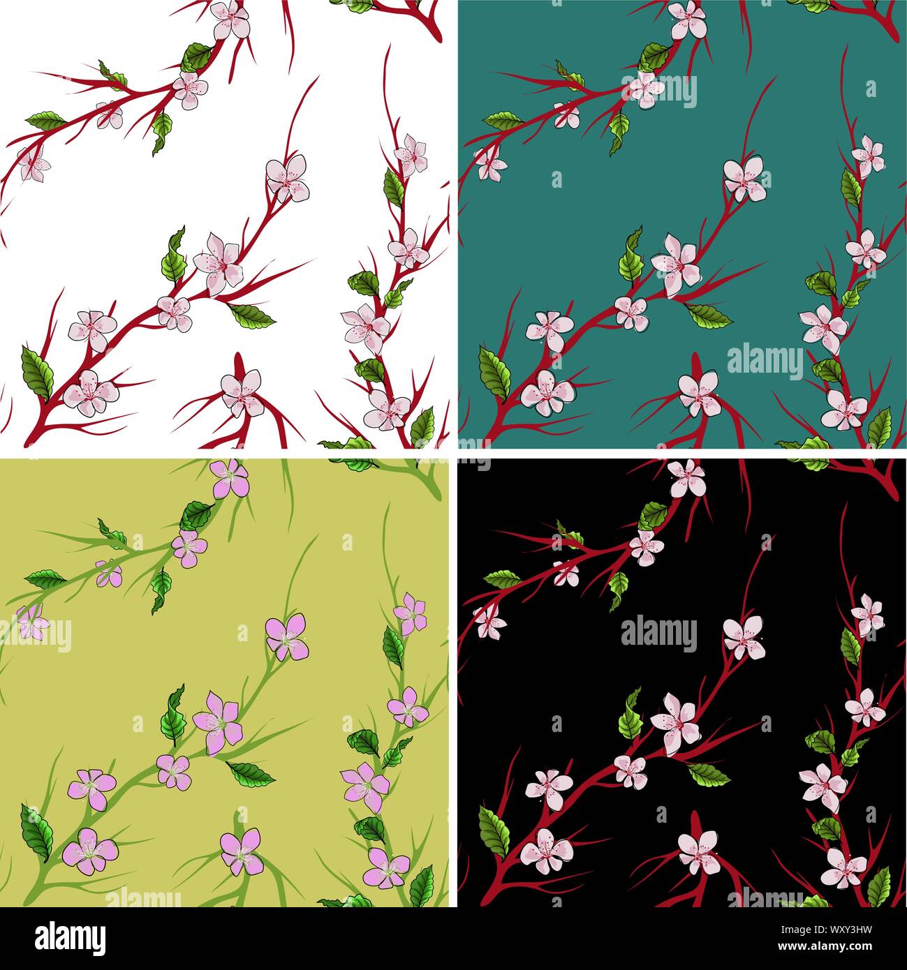 Abstract seamless pattern with pink sakura on background for decorative ...
