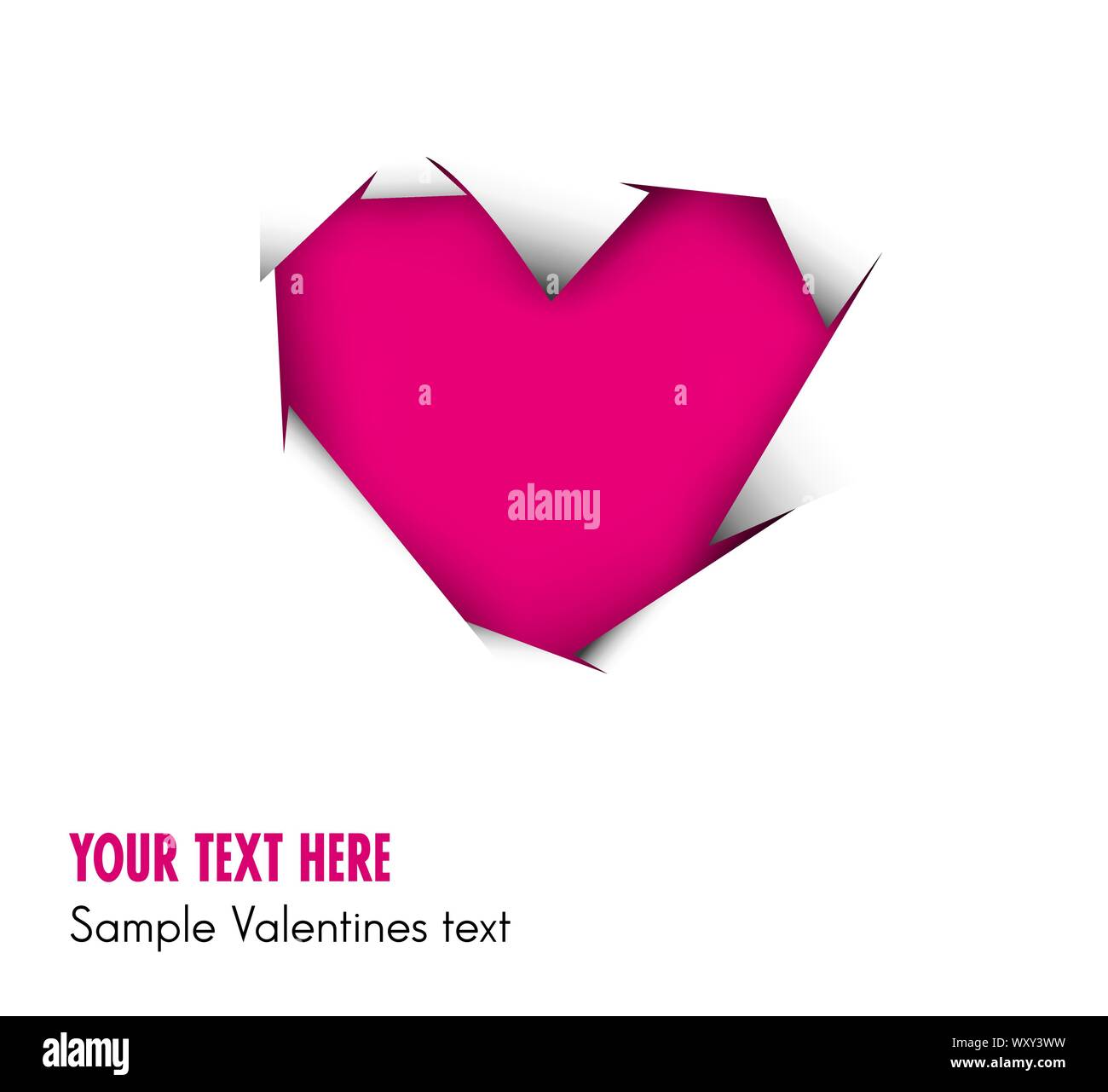 Pink Heart cut out of white paper - vector valentines card Stock Vector ...