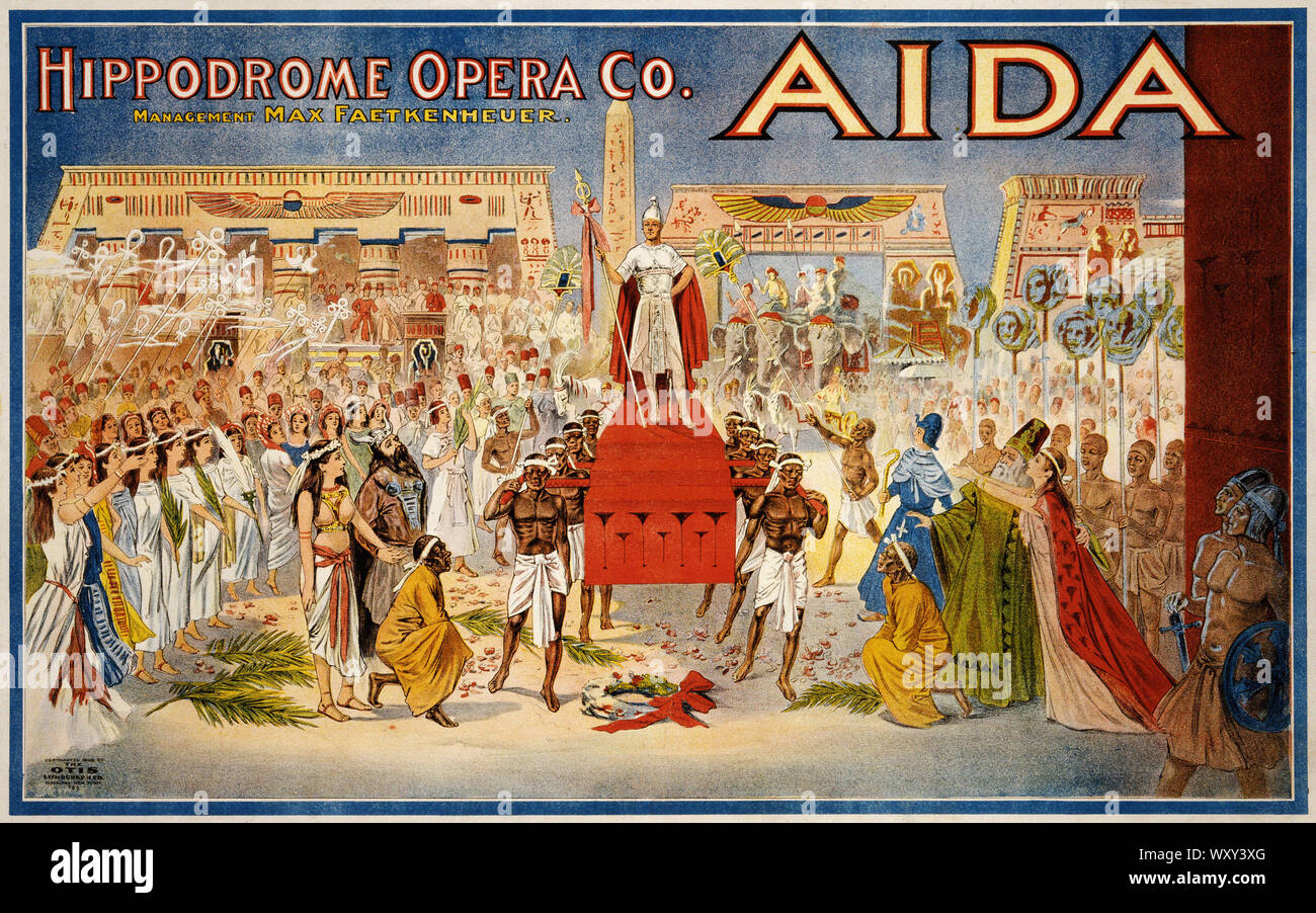 Hippodrome Opera Co Aida Performance Poster 1908 - Vintage Advertising ...