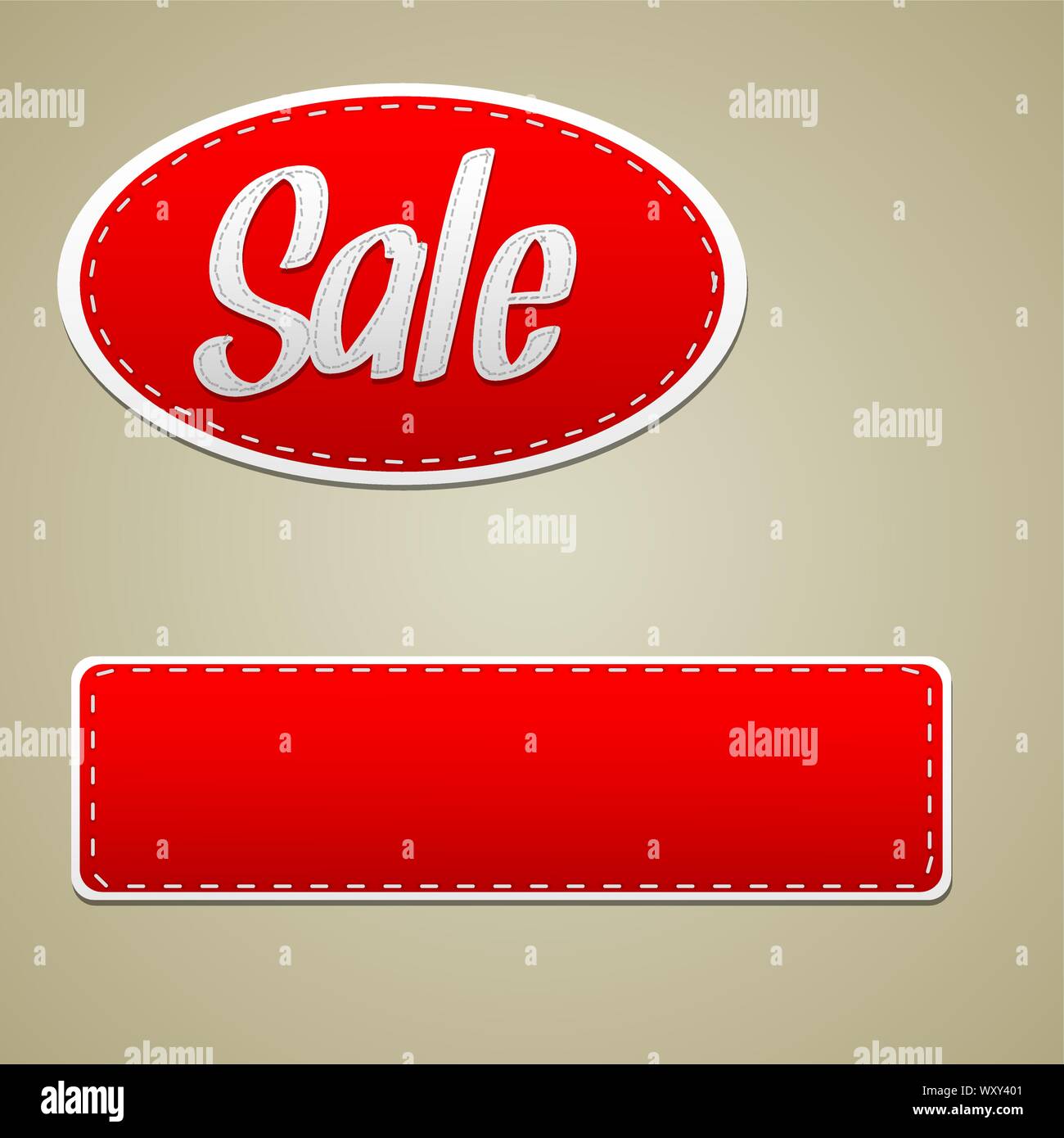 Vector Red sale stitched label - oval and rectangle Stock Vector Image ...