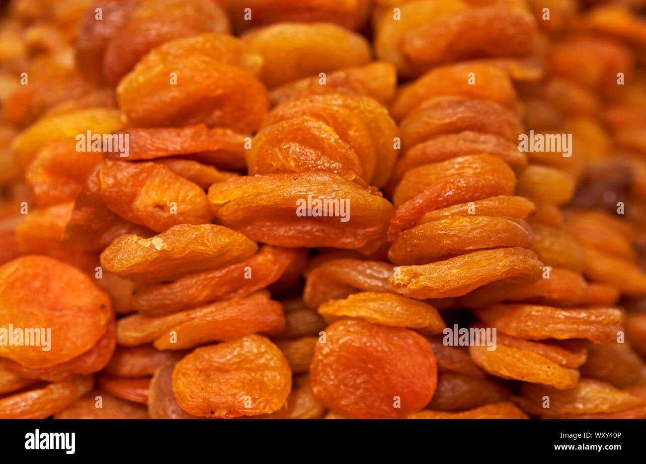 fresh dried apricots lying in the tray Stock Photo - Alamy
