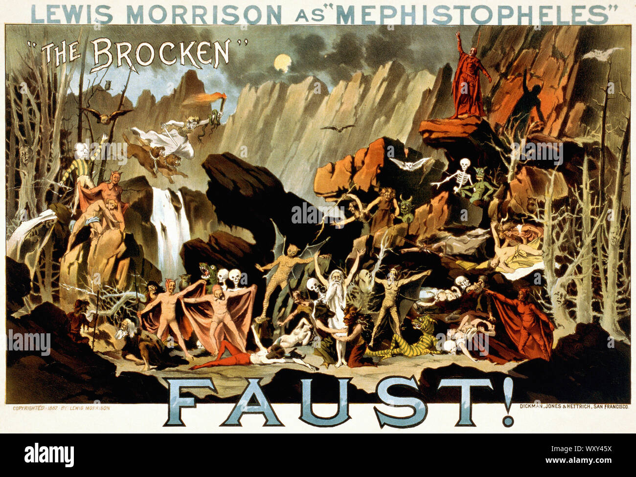 Lewis Morrison as Mephistopheles in Faust Performance Poster Ca 1887 ...