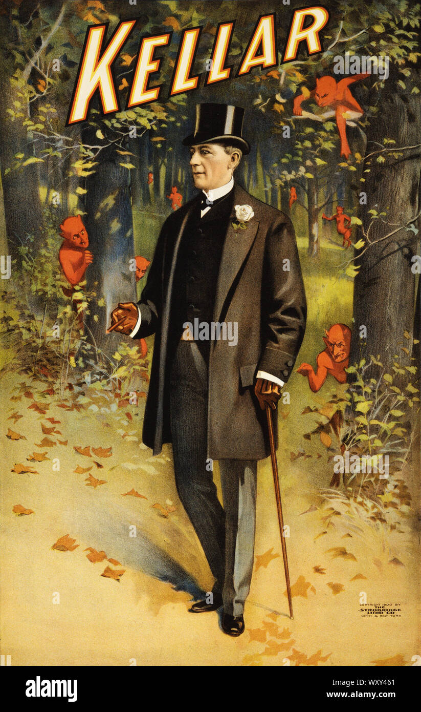 Kellar in the Woods with Demons Magician Poster Ca 1900 - Vintage ...