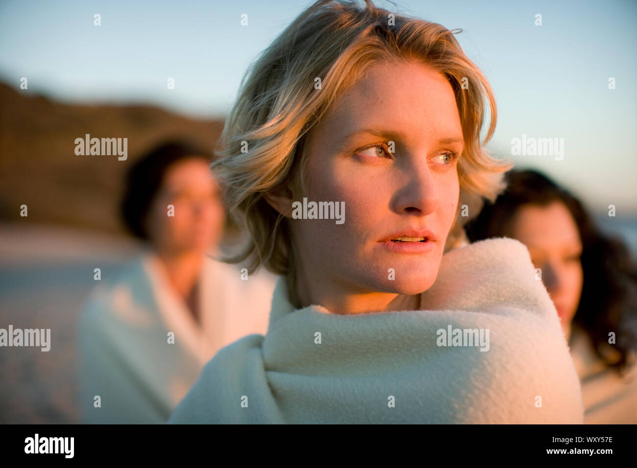 Woman blanket around shoulders hi-res stock photography and images - Alamy