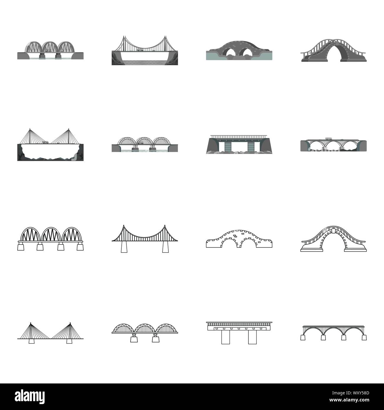 Isolated object of connection and design sign. Collection of connection and side vector icon for ...