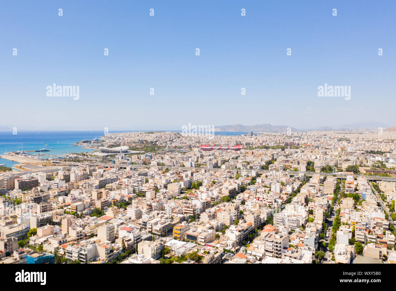 Aerial view of SEF and Karaiskaki stadiums Stock Photo - Alamy