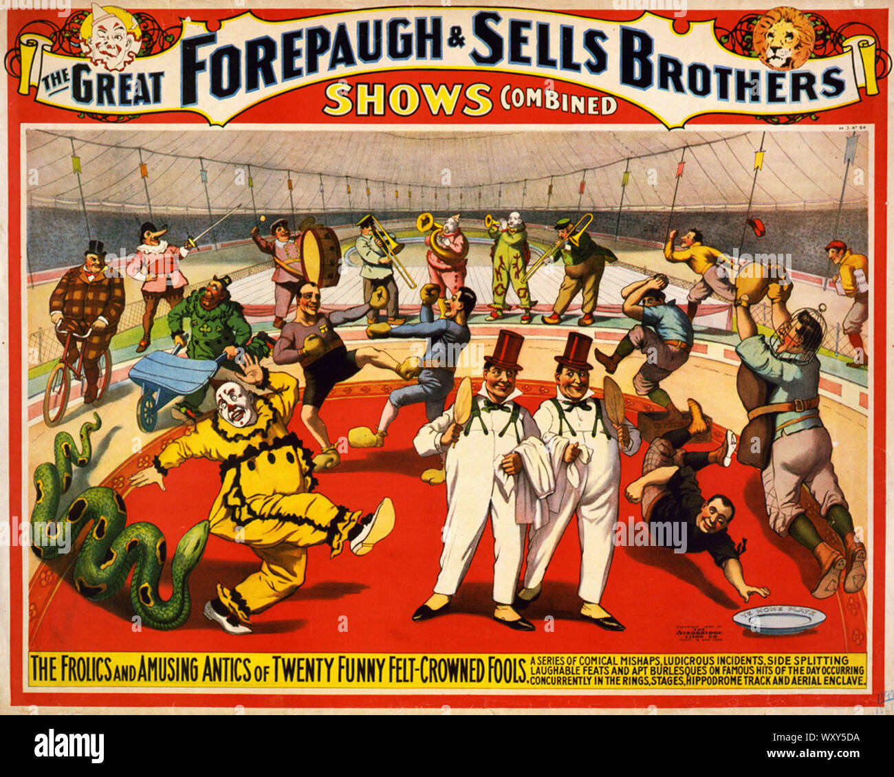 Twenty Funny Felt Crowned Fools Poster for Forepaugh Sells Brothers Ca ...