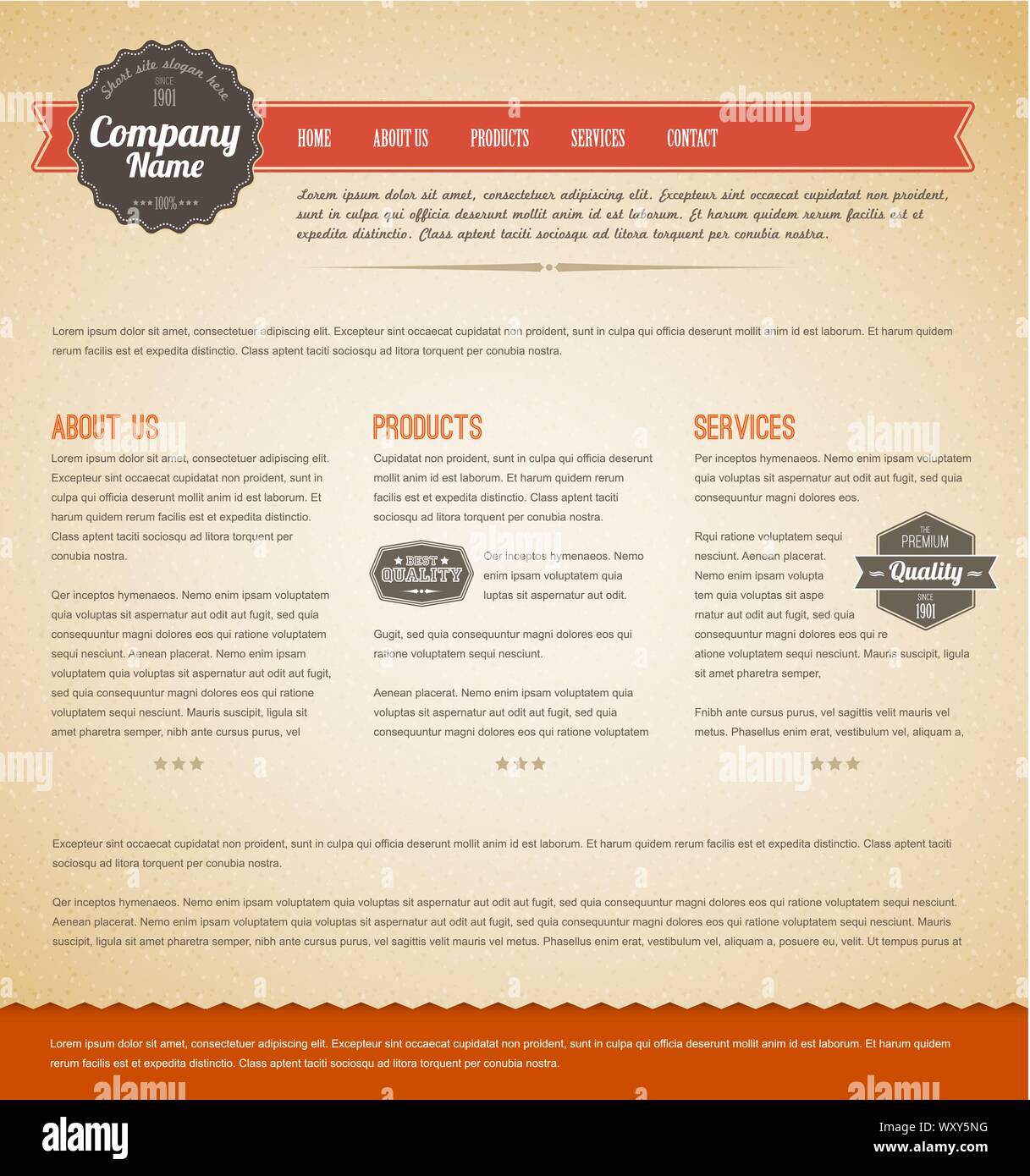 Retro vintage grunge web page template - red version Stock Vector Image ...