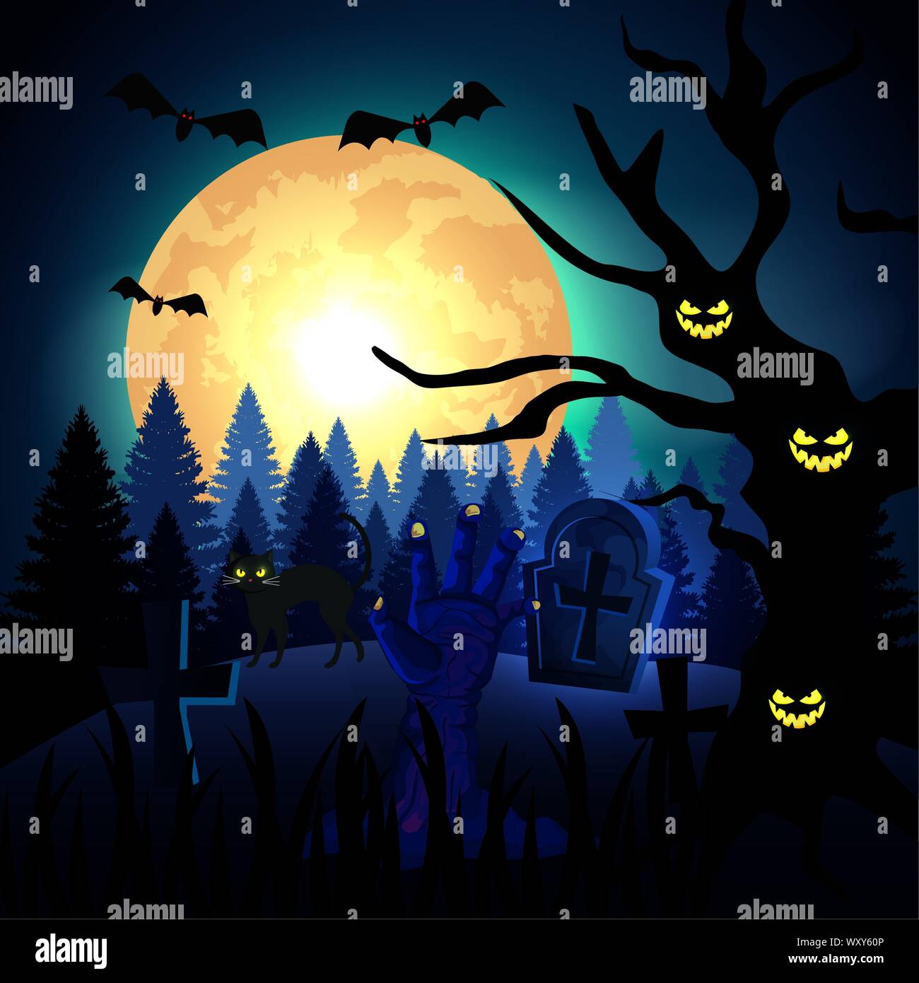 hand of zombie in the dark night and halloween scene Stock Vector Image ...