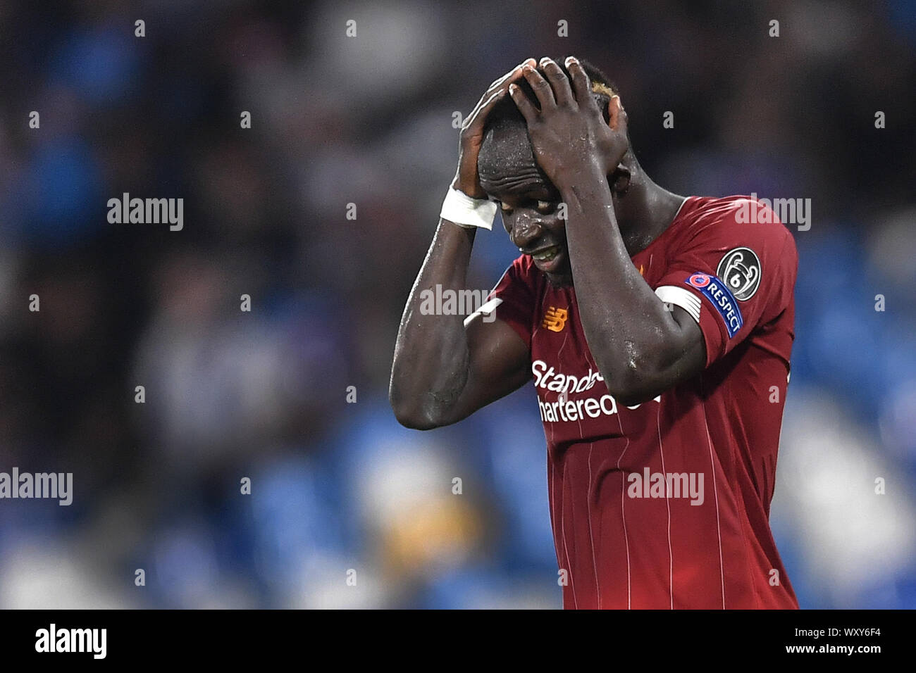 Napoli, Italy. 17th Sep, 2019. Sadio Mane of Liverpool dejection Napoli ...