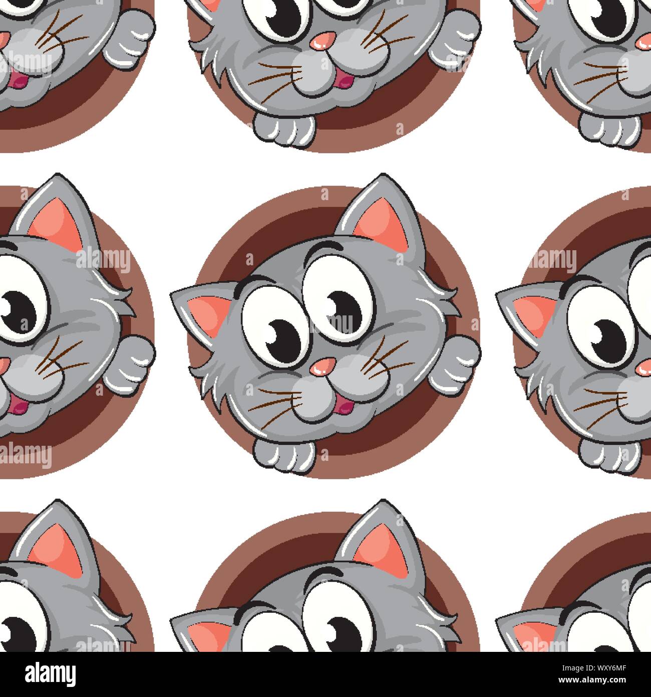 Seamless pattern tile cartoon with cat illustration Stock Vector Image ...