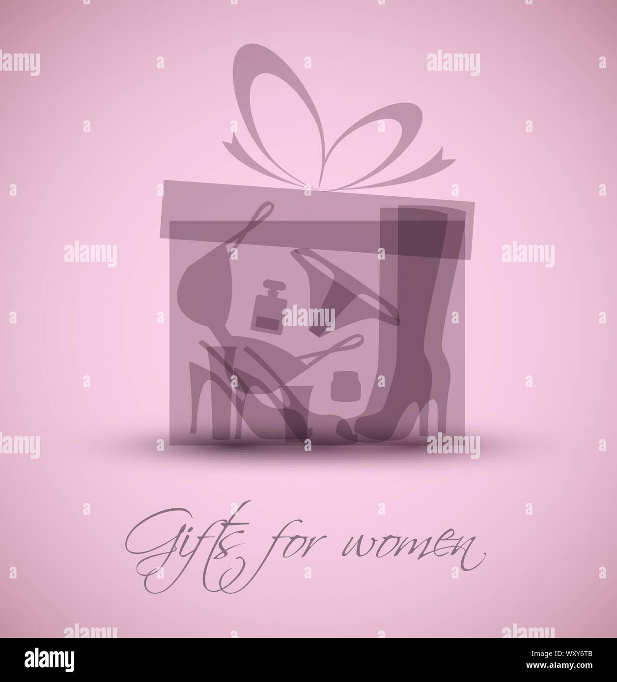 Gifts for women - vector illustration of tipical women's present box ...
