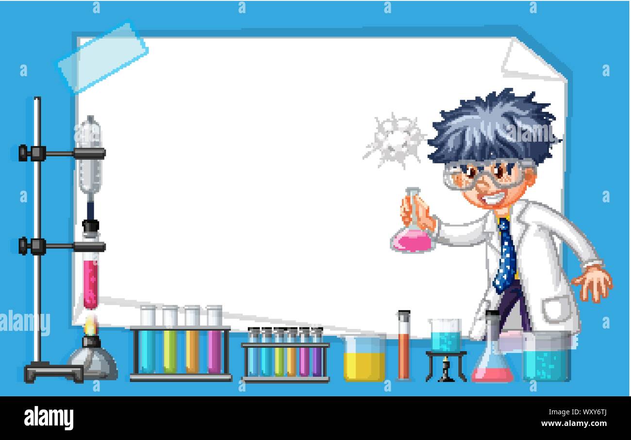Frame design with scientist working in lab illustration Stock Vector ...