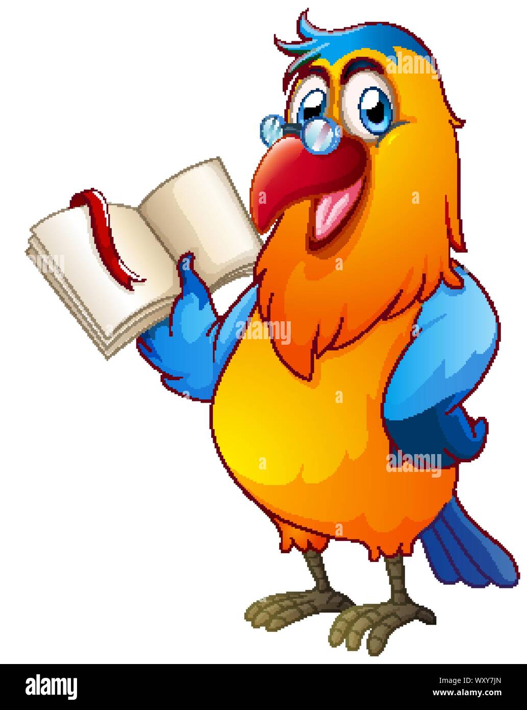 Parrot reading book on white background illustration Stock Vector Image ...