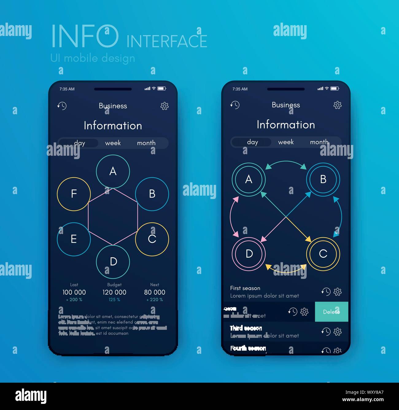 Mobile application interface. Ui design, vector illustration Stock ...