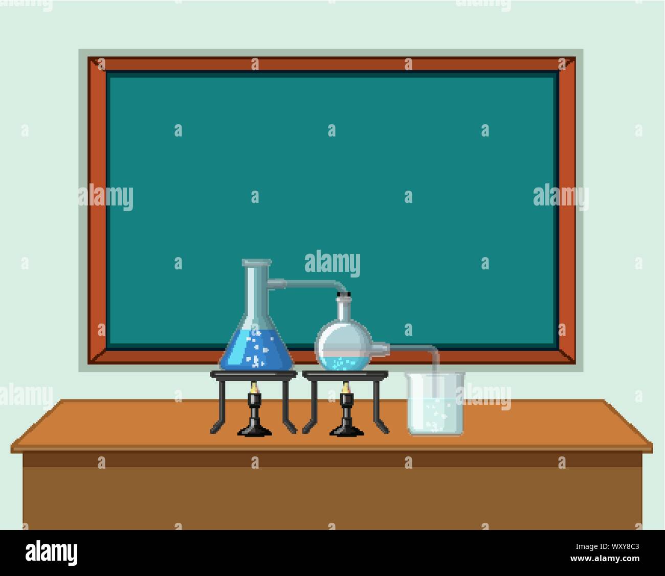 Science classroom with tools on table illustration Stock Vector Image ...