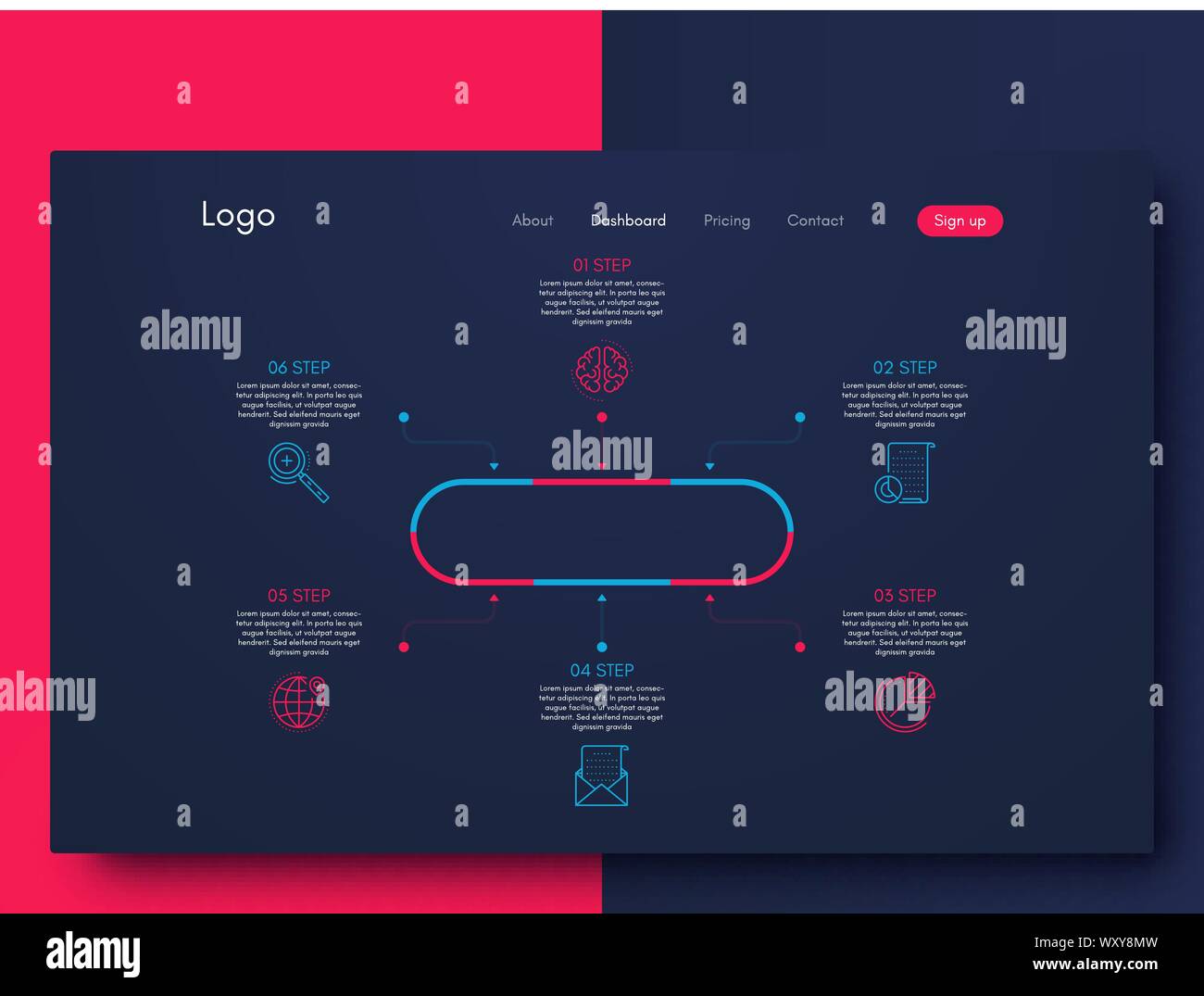 Infographic design template with numbers six option Stock Vector Image ...