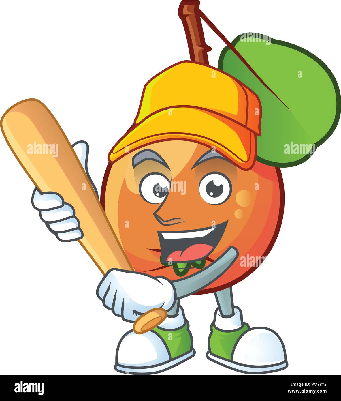 Playing baseball shipova fruit cartoon character for logo Stock Vector ...