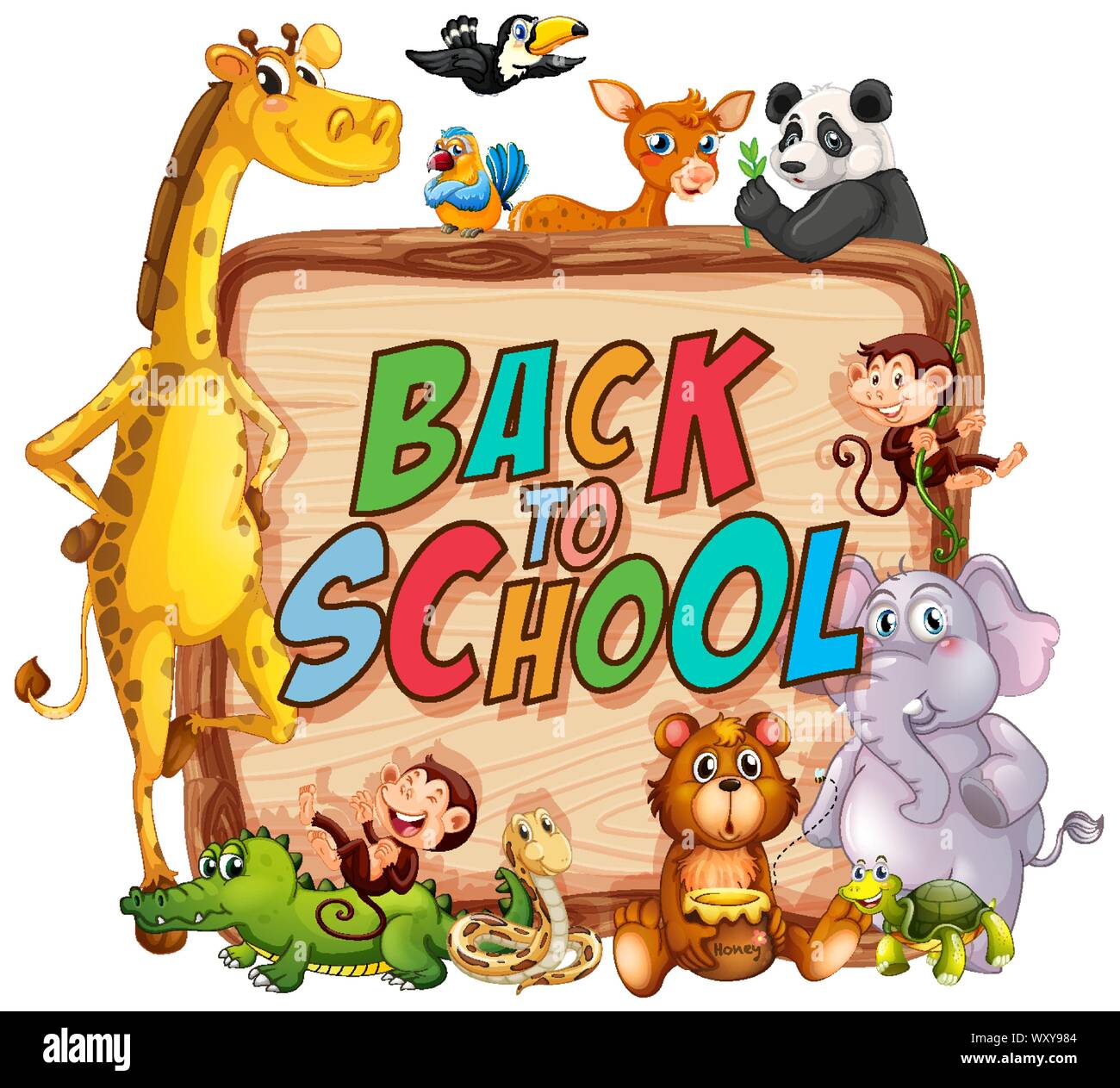 Back to school template with animal illustration Stock Vector Image ...