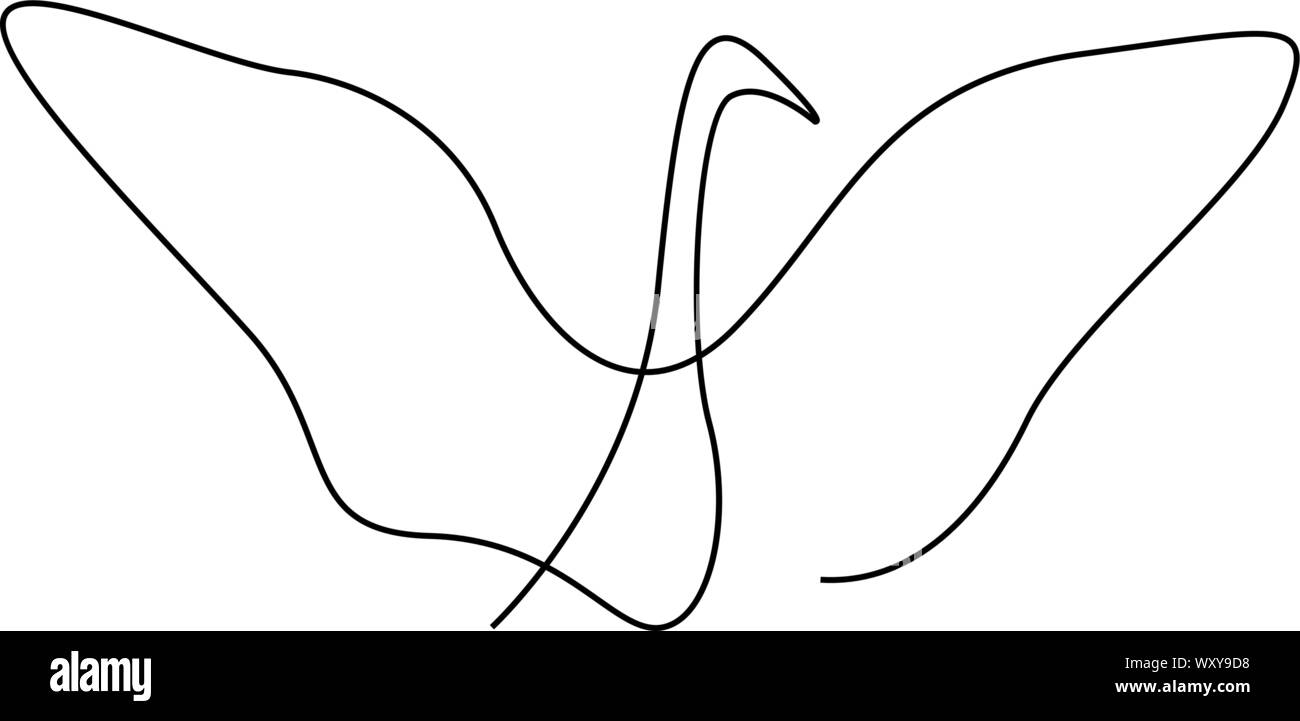 One line swan design silhouette. Hand drawn minimalism style. Vector ...