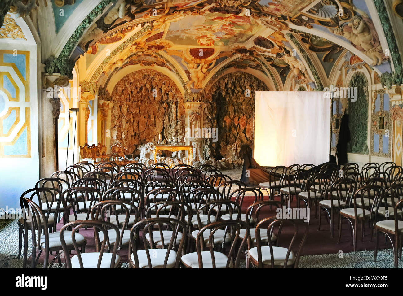 CASTA, SLOVAKIA - AUGUST 31, 2019: Interior of medieval Cerveny Kamen ...