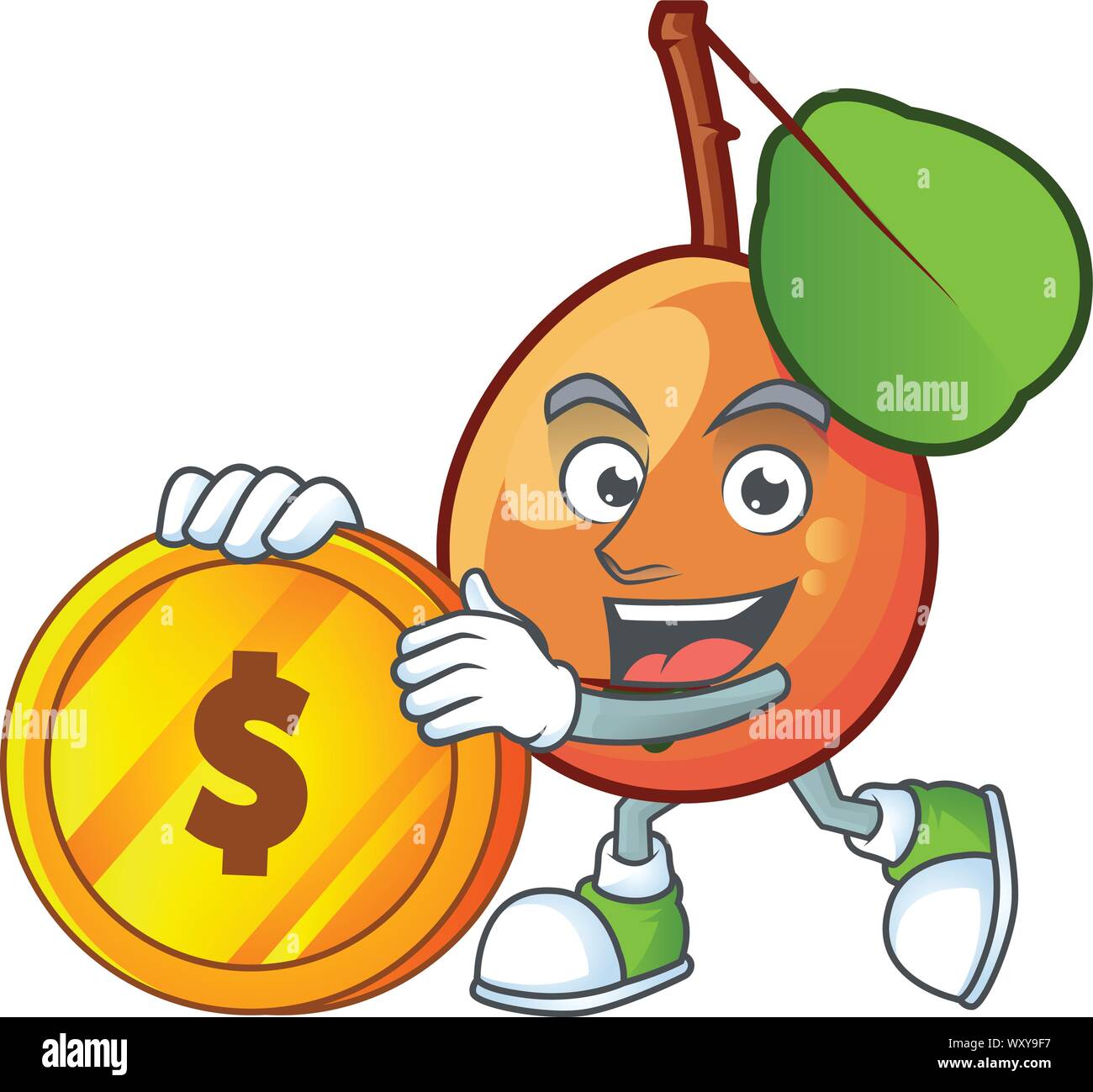 Bring coin shipova fruit cartoon on white background Stock Vector Image ...