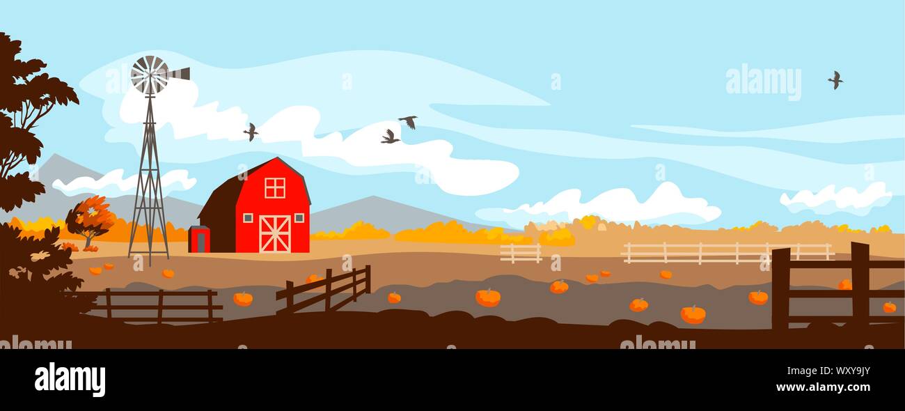 Autumn tree meadow Stock Vector Images - Alamy