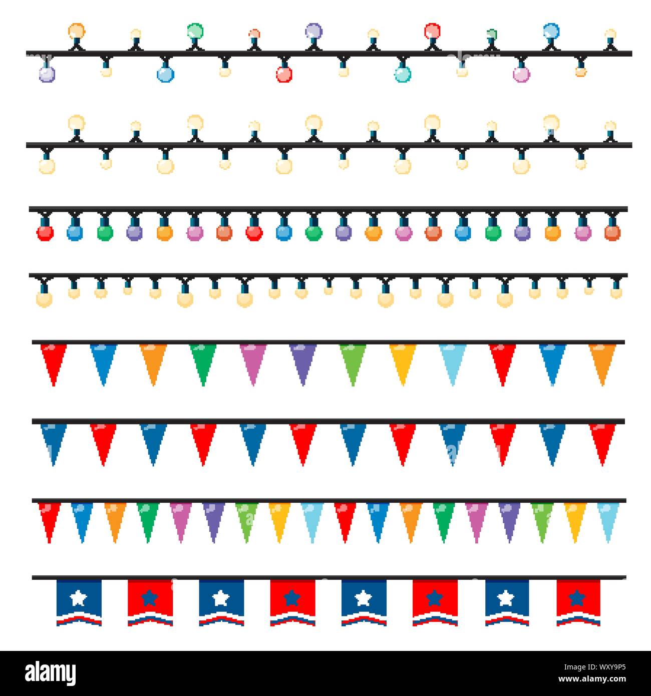 Different patterns of lights and flags illustration Stock Vector Image ...