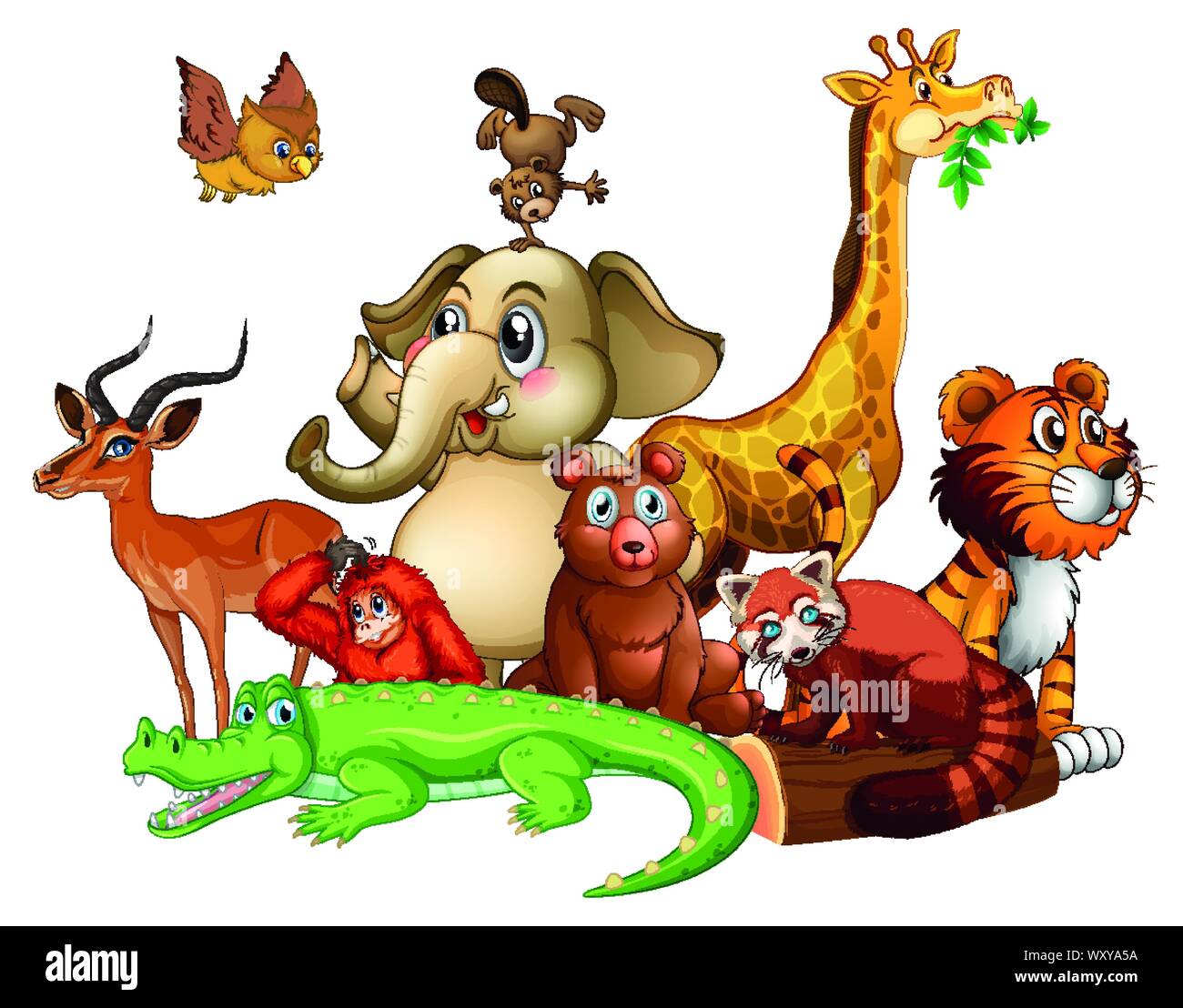 Different types of animals on white background illustration Stock ...