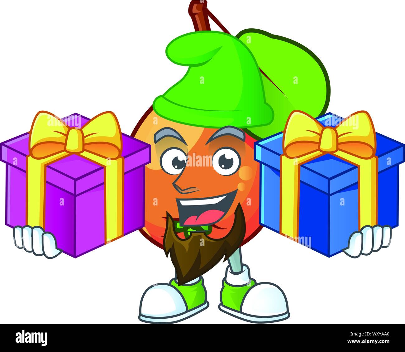 Bring two gifts shipova fruit cartoon on white background Stock Vector ...