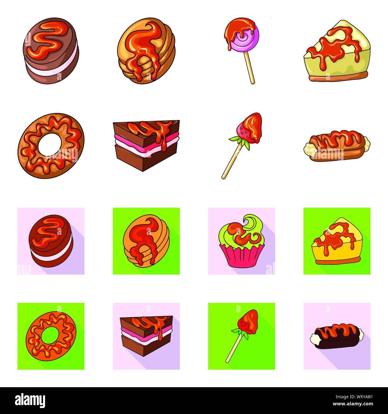 Vector illustration of confectionery and culinary sign. Collection of ...