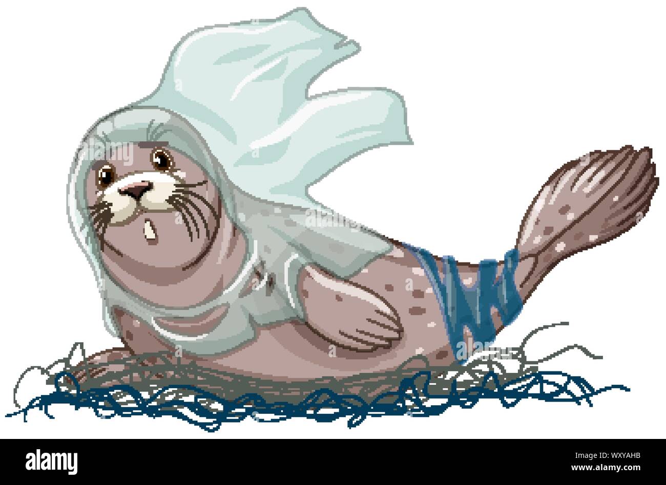 Seal plastic pollution Stock Vector Images - Alamy