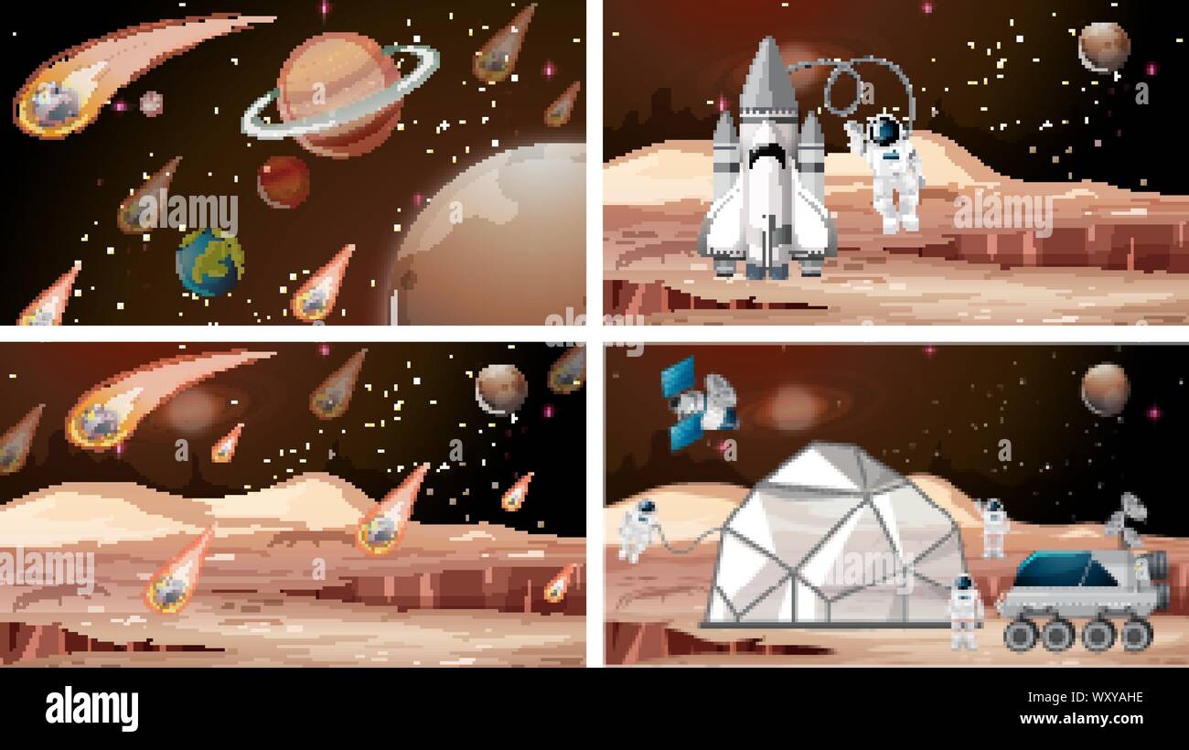 Set of mars spcae scenes illustration Stock Vector Image & Art - Alamy