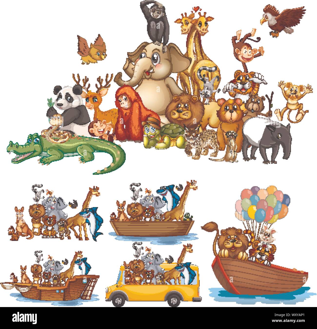 Many animals on white background illustration Stock Vector Image & Art ...