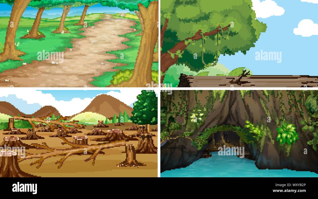 Empty, blank landscape nature scenes illustration Stock Vector Image ...