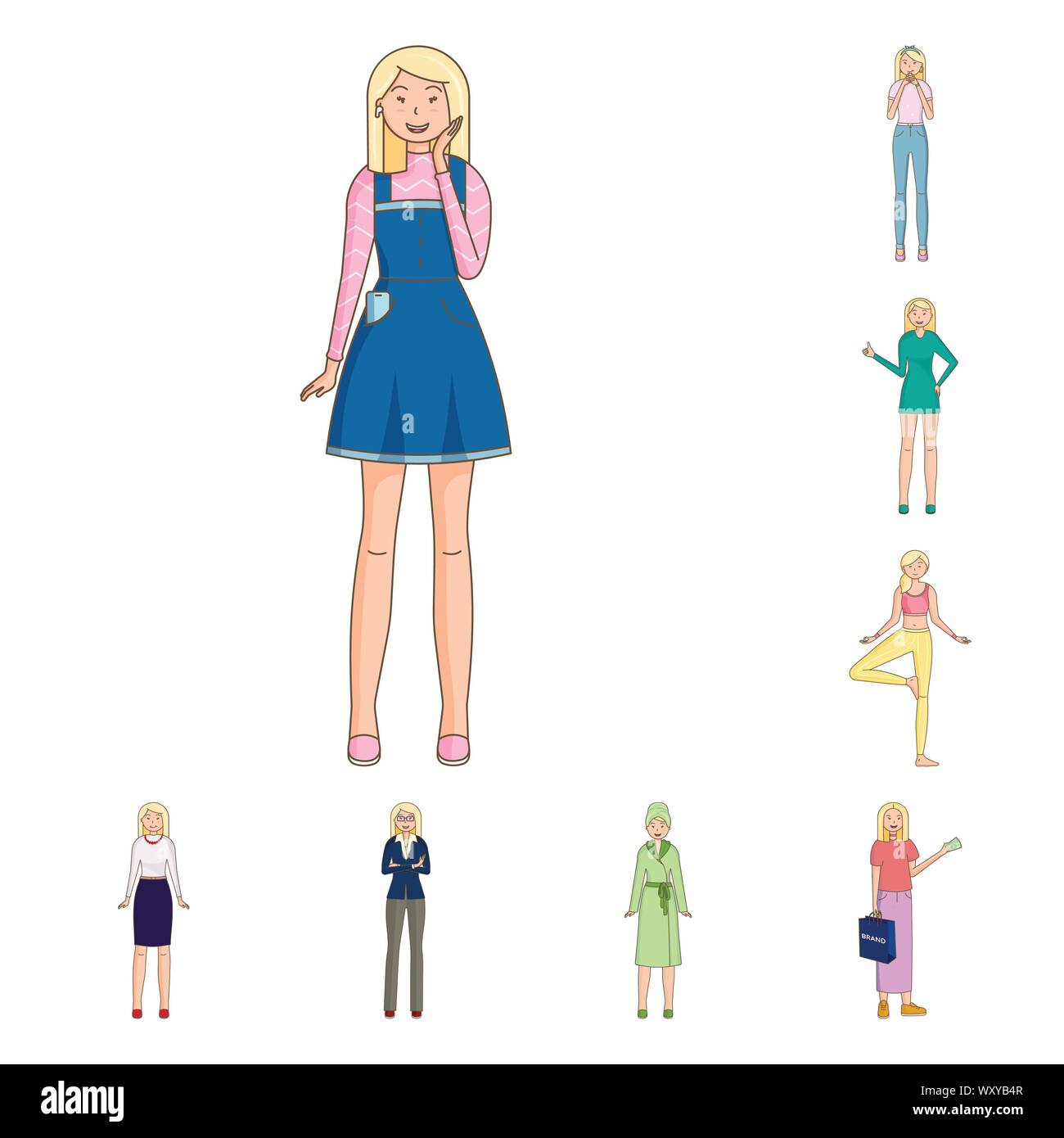 Positive young woman washing Stock Vector Images - Alamy