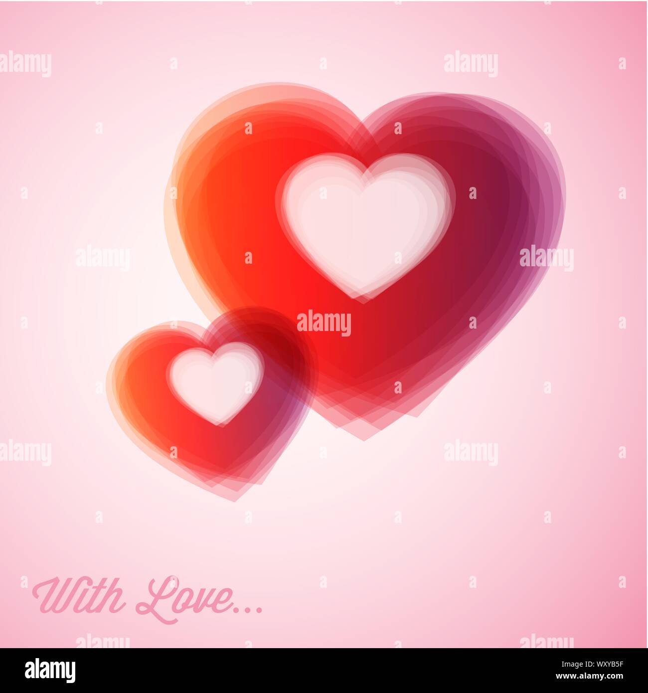 Overlapping Vector red hearts - Valentines card Stock Vector Image ...