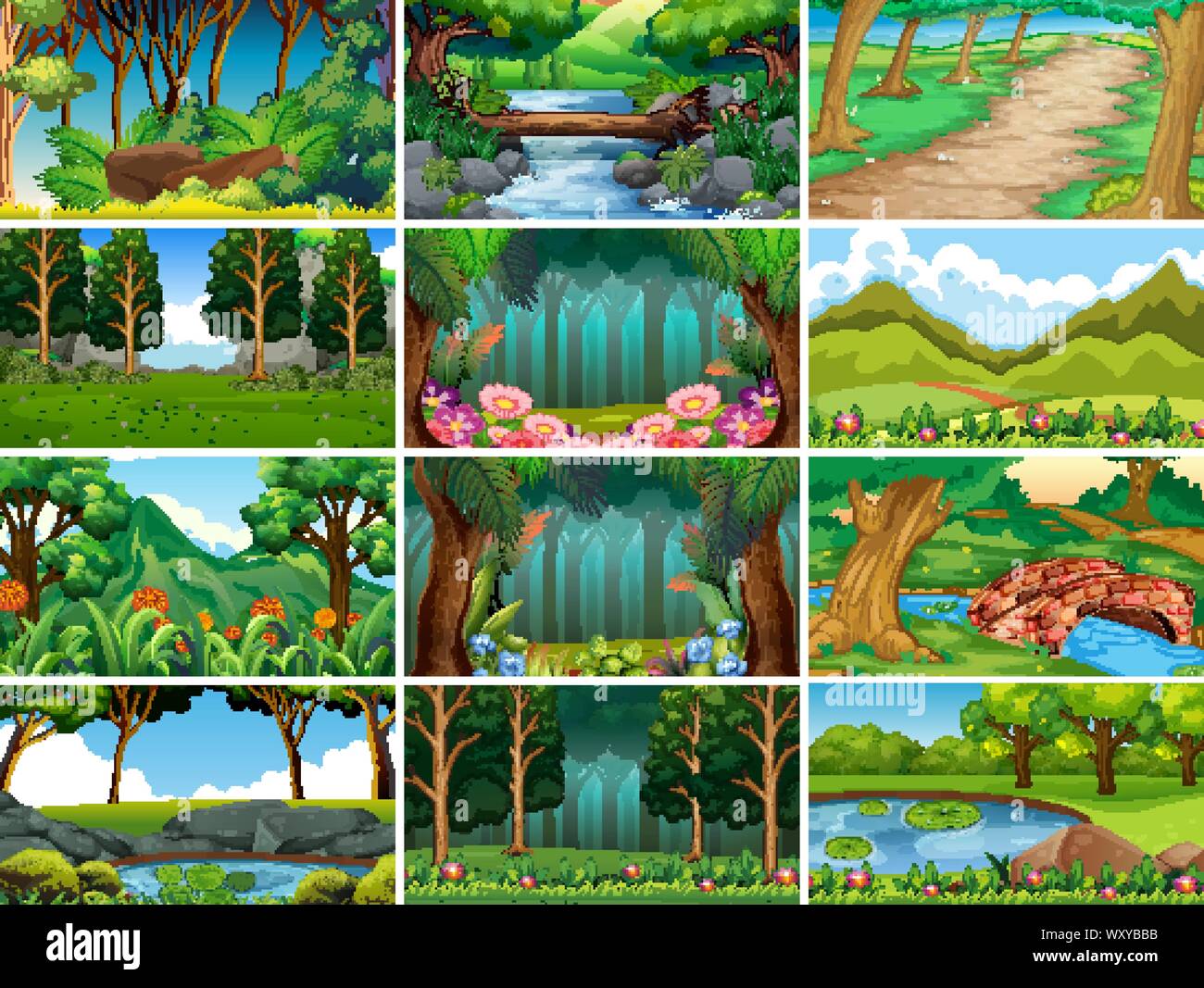 Empty, blank landscape nature scenes illustration Stock Vector Image ...