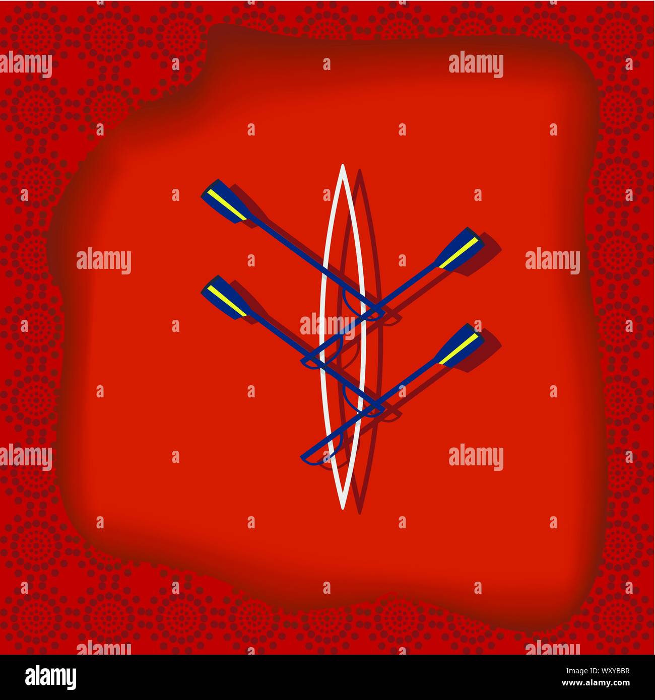 White and blue boat on a red background, rowing logo vector ...