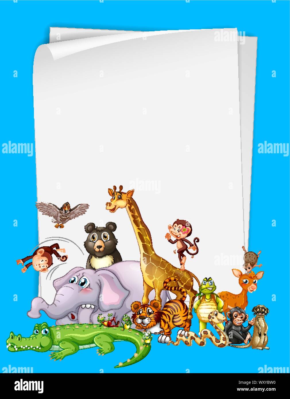 Border template design with cute animals illustration Stock Vector ...
