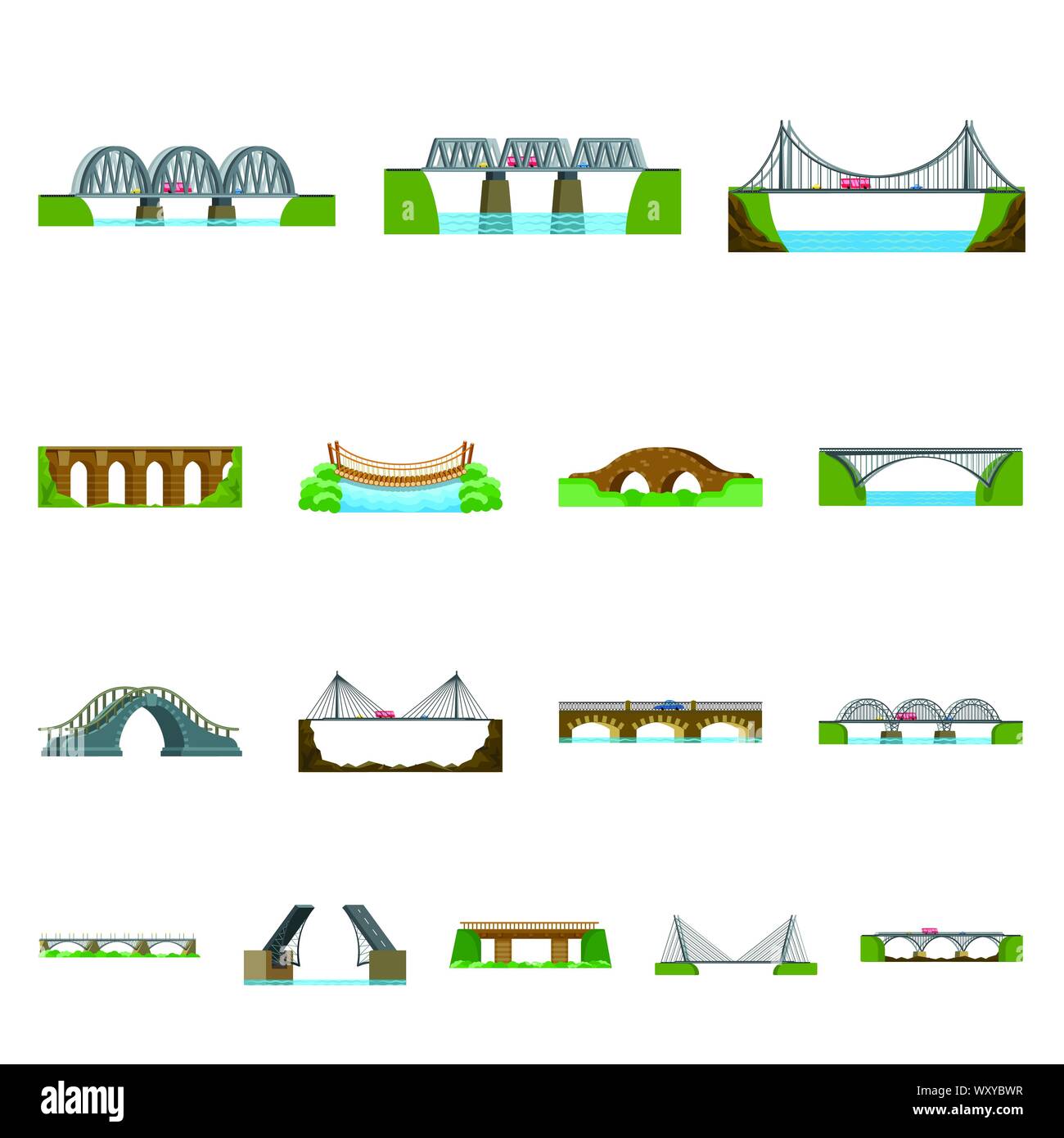 Vector design of bridgework and bridge icon. Set of bridgework and ...