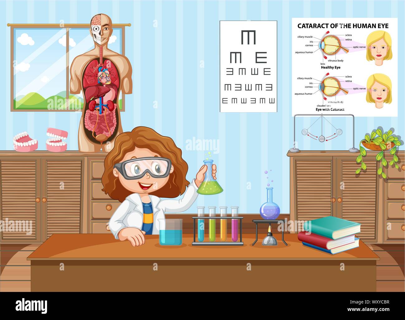 School Laboratory Cartoon