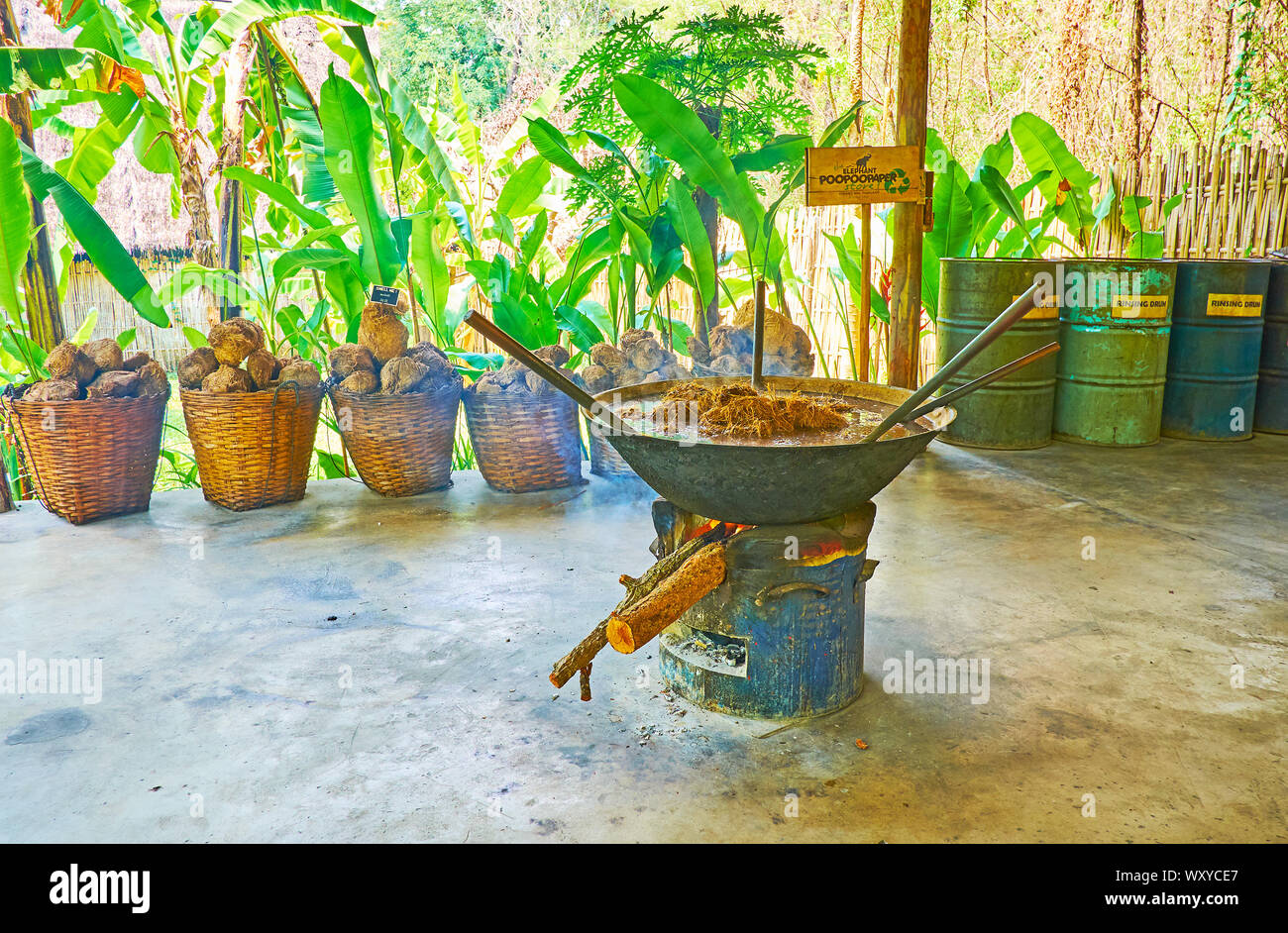 CHIANG MAI, THAILAND - MAY 5, 2019: Production of paper fiber in ...